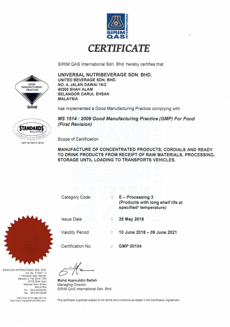 Awards & Certificates - Nutribev